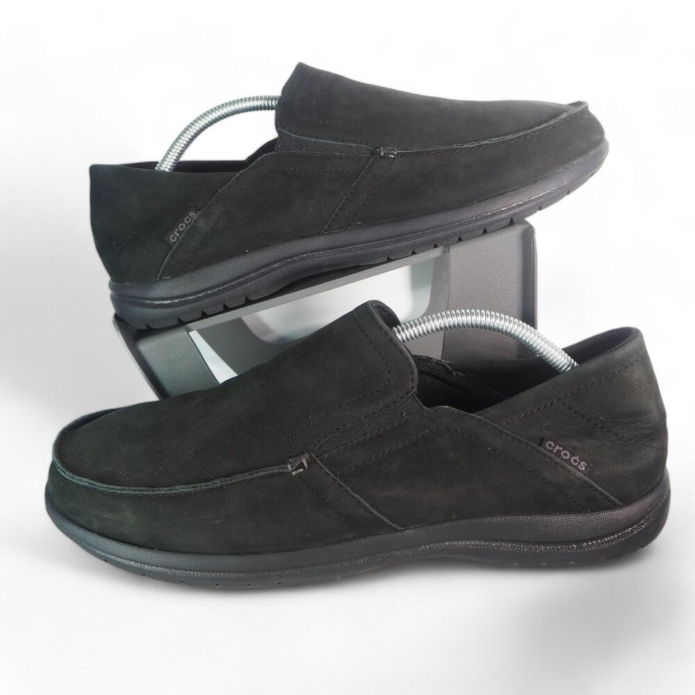 Crocs Santa Cruz Leather Convertible Slip-On Shoes Bl… - Gem